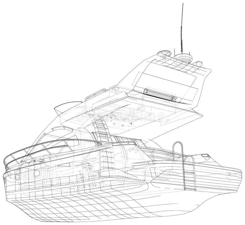 Marine Yacht. Wire-frame Motor Yacht Stock Vector - Illustration of ...