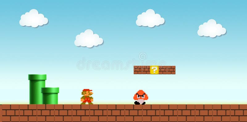 Mario Bros Retro Game Map Com 2d Retro Mario Imagem de Stock Editorial ...