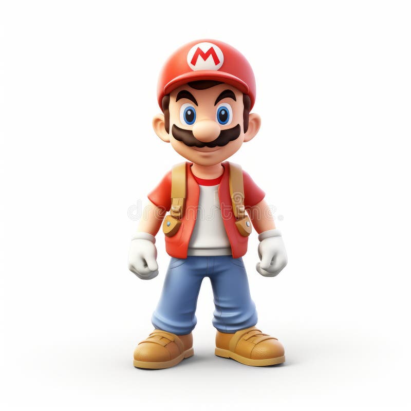 Mario Mario in White Outfit: Photorealistic 3d Rendering on Isolated ...