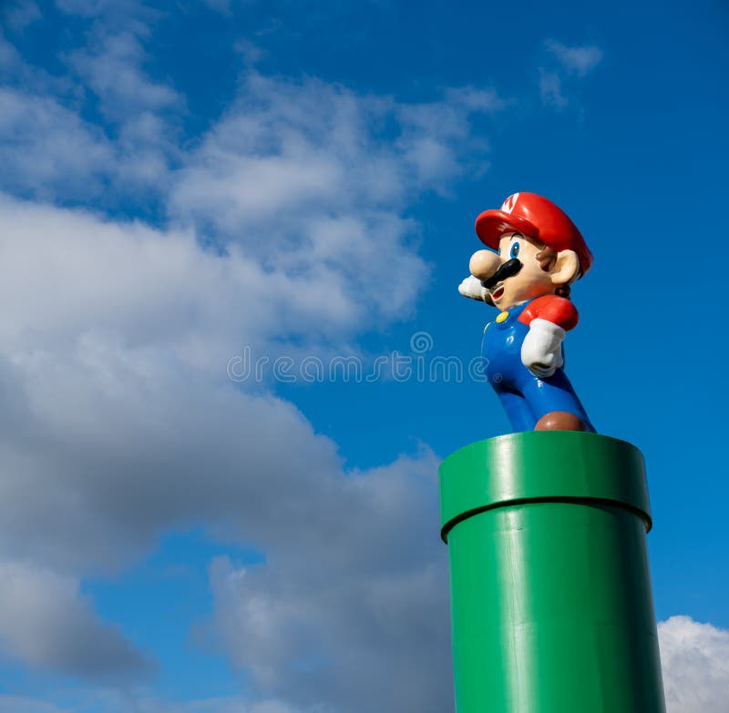 Mario Statue on Top of a Green Pipe.. Editorial Stock Image - Image of ...