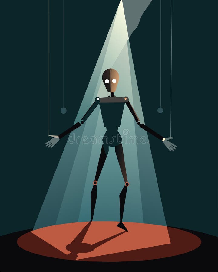 A Marionette Hanging from a Stage a Mirror Image of the Person ...
