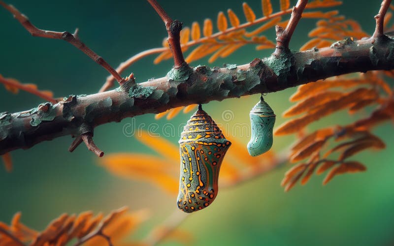 Mariposa En Una Rama. Larva De Mariposa. Oruga Mariposa Stock de ...