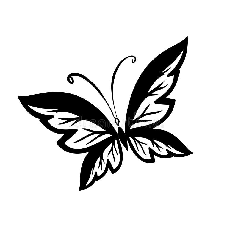 Mariposa Simple Monocromática. Ilustración Vectorial Ilustración del ...
