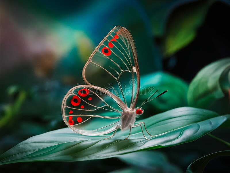 Mariposa Transparente Con Manchas Rojas Stock de ilustración ...