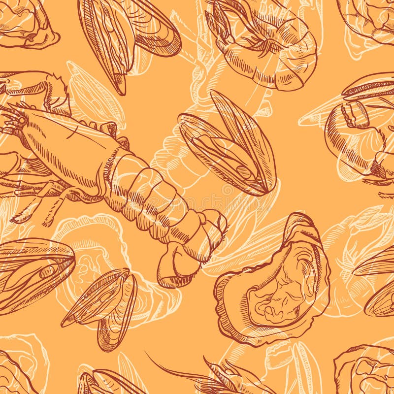 Fondo Con Los Mariscos Y La Albahaca Ilustración del Vector ...