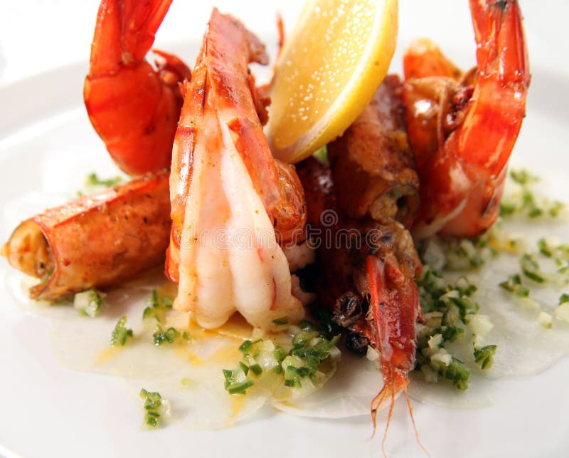 Mariscos Fritos De La Gamba Foto de archivo - Imagen de gamba ...