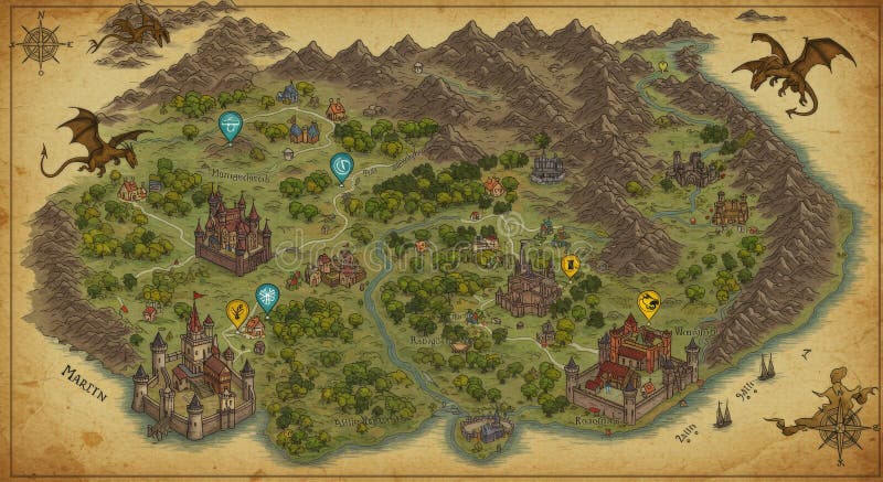 Marith S Kingdom: a Fantasy Map Stock Illustration - Illustration of ...