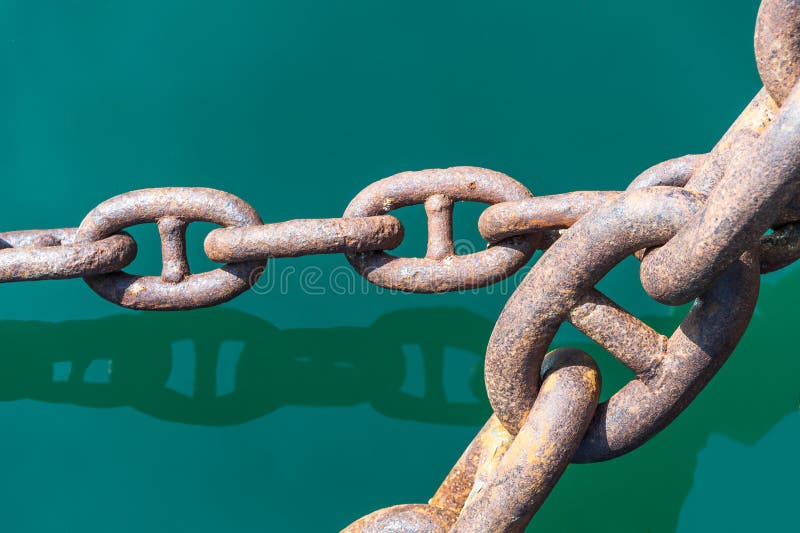 Maritime Anchor Chain and Reflection Stock Image - Image of vessel ...