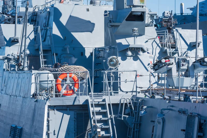 Maritime Background, Fragment of a Modern Ship, Various Equipment on ...