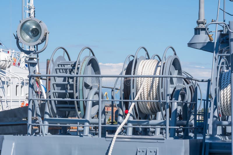 Maritime Background, Fragment of a Modern Ship, Various Equipment on ...