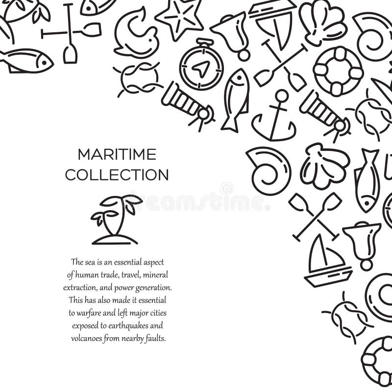 Maritime Collection Background Stock Vector - Illustration of cute ...