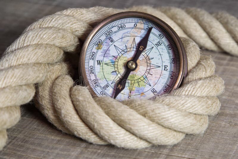 Maritime Compass And Rope Stock Photography - Image: 35318802
