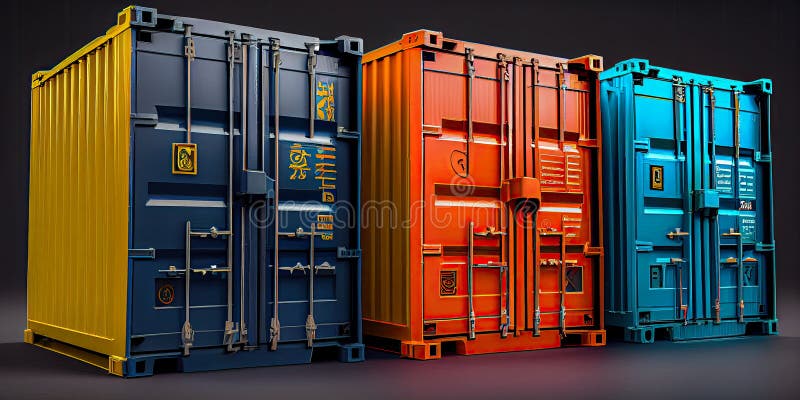 Maritime Container in Different Colors for Transporting Goods, Industry ...