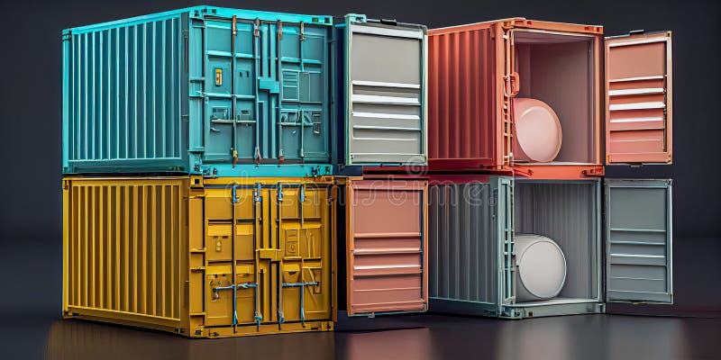 Maritime Container in Different Colors for Transporting Goods, Industry ...