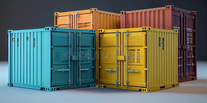 Maritime Container in Different Colors for Transporting Goods, Industry ...