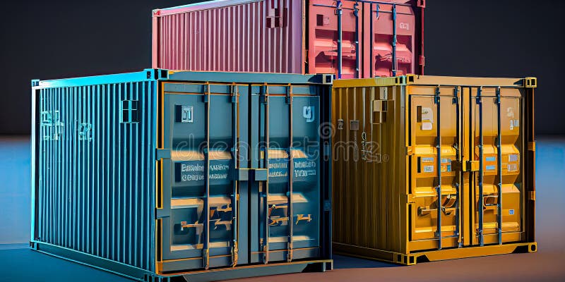 Maritime Container in Different Colors for Transporting Goods, Industry ...