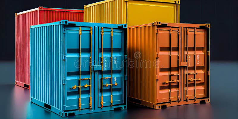 Maritime Container in Different Colors for Transporting Goods, Industry ...