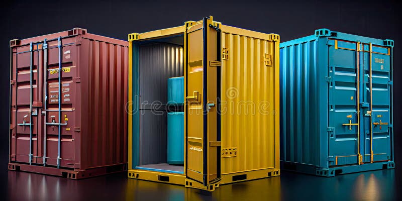 Maritime Container with Open Door in Different Colors for Transporting ...