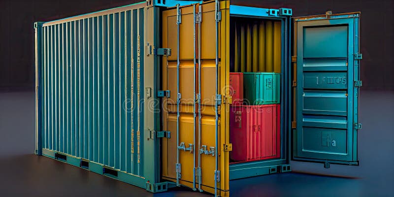 Maritime Container with Open Door in Different Colors for Transporting ...