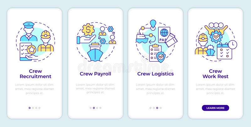 Maritime Crew Management Onboarding Mobile App Screen Stock Vector ...