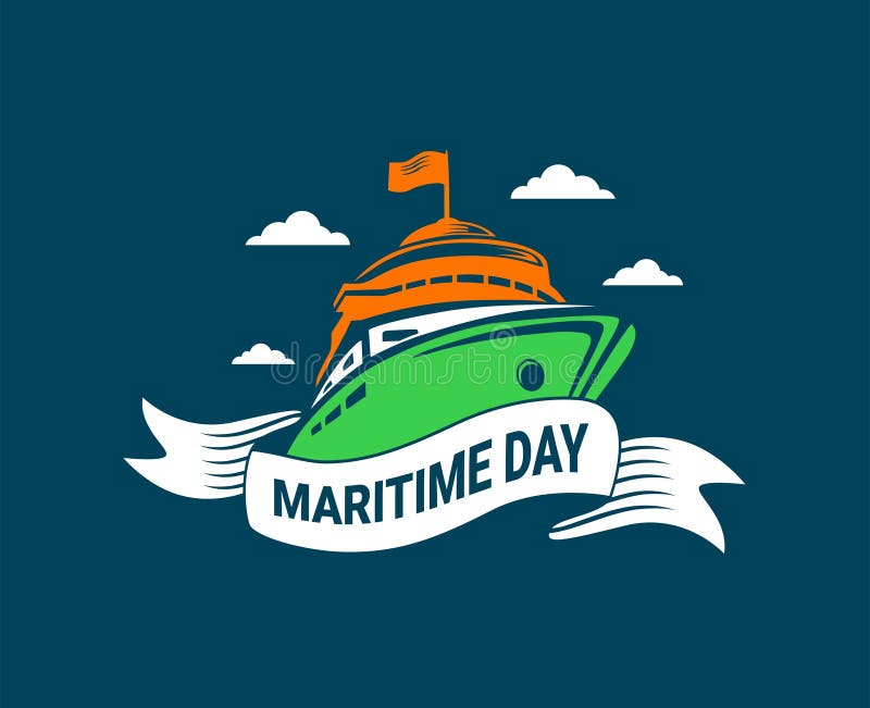 Maritime Day Logo Template with Ship Illustration Stock Vector ...