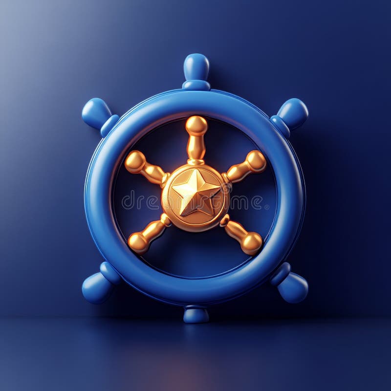 Maritime Decoration Featuring a Nautical Theme with Blue Helm and Gold ...