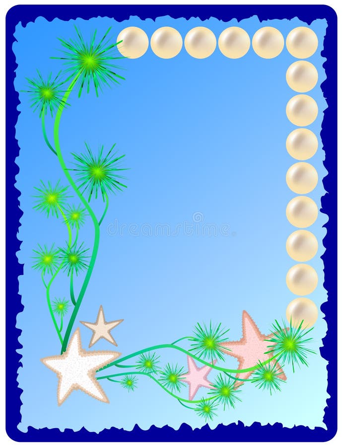 Maritime frame from algae stock vector. Illustration of decoration ...