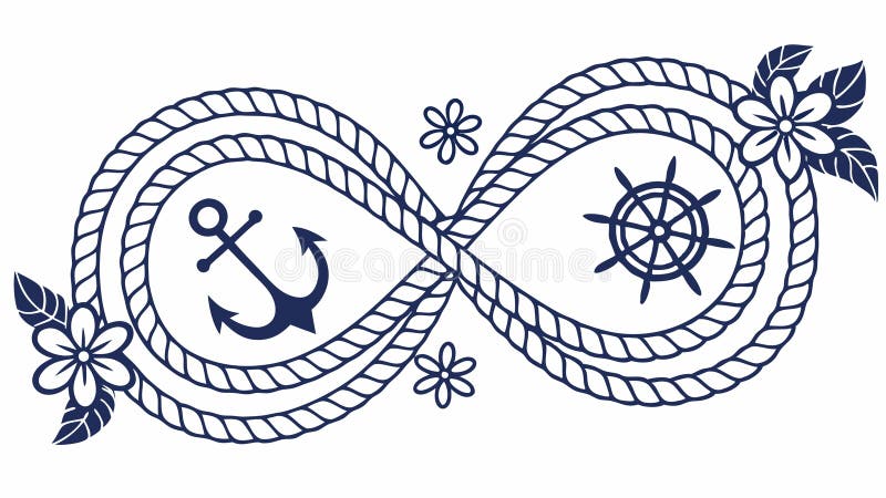 Maritime Infinity Symbol with Anchor Ship S Wheel, Vector Design ...