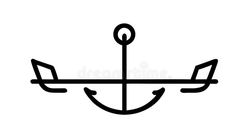 Maritime Nautical Anchor Icon Vector Illustration in Outline, Vector ...