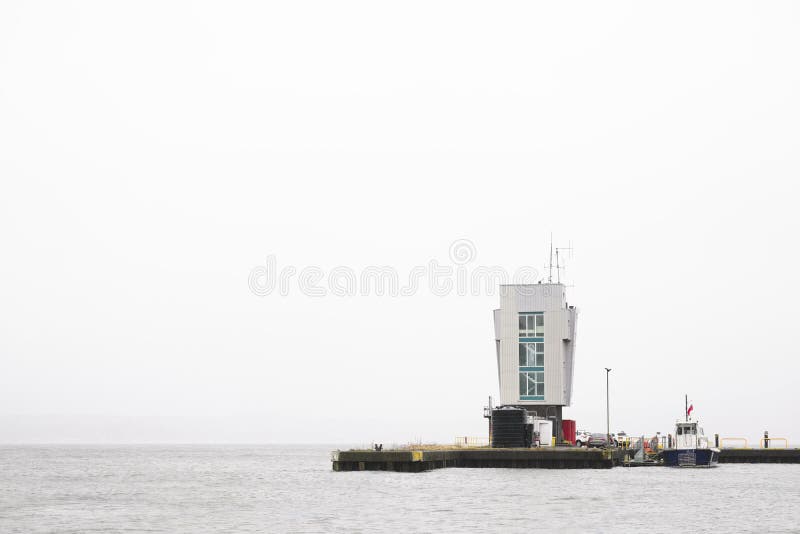 Maritime Navigation Building Tower at Coastal Dock Pier Stock Image ...