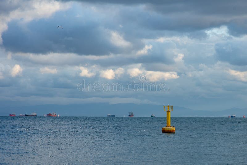 Red Navigation Buoy or Aid for Transportation Showing Flow in the Water ...