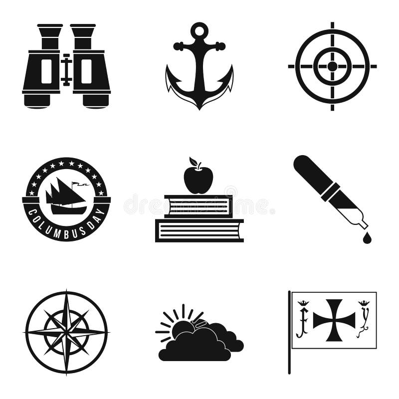 Maritime Navigation Icons Set, Simple Style Stock Vector - Illustration ...