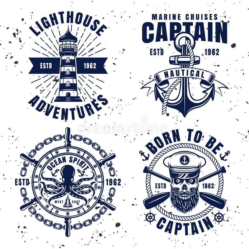 Maritime Set Vector Emblems in Vintage Style Stock Vector ...