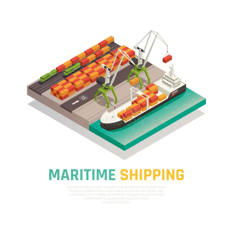 Maritime Shipping Isometric Composition Stock Vector - Illustration of ...