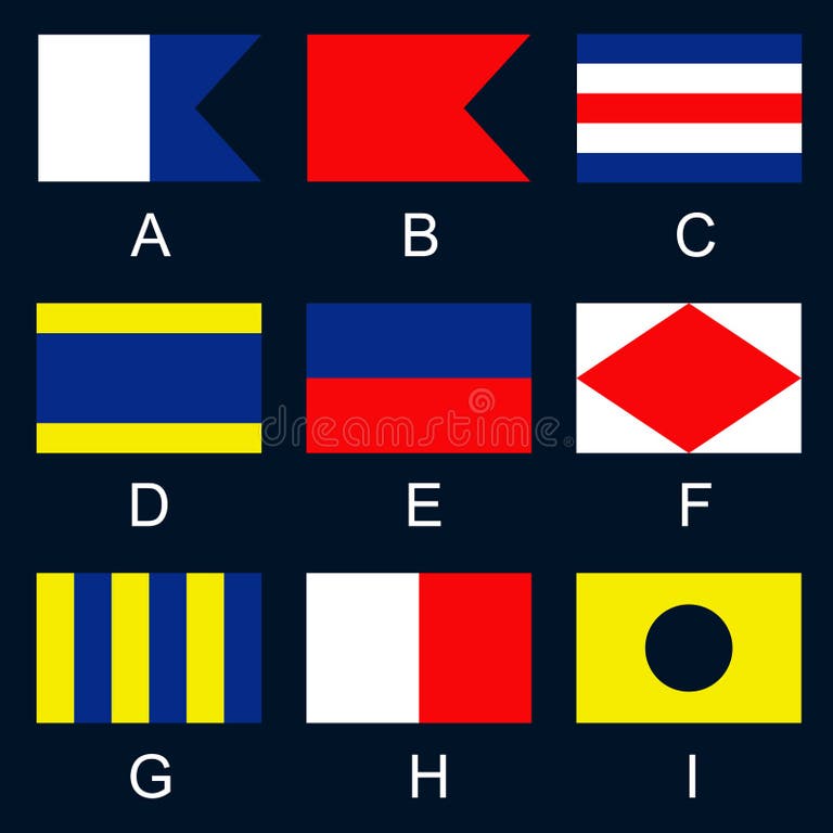 Maritime signal flags a-I stock vector. Illustration of ship - 5416189