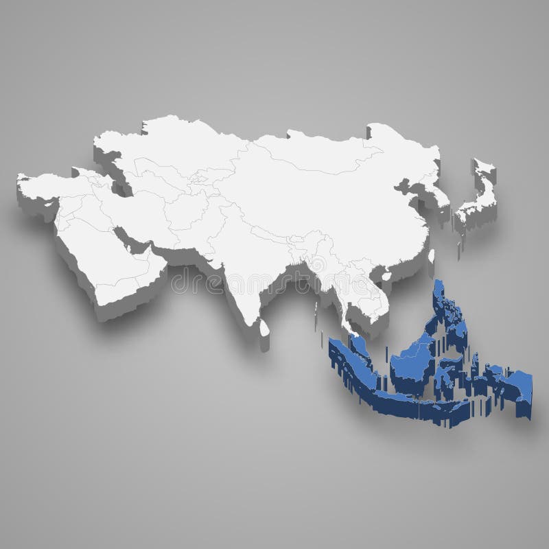Maritime Southeast Asia Location within Asia 3d Map Stock Vector ...