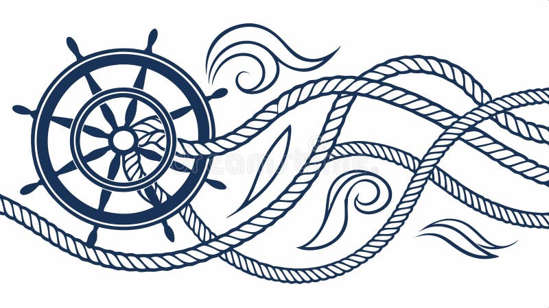 Ship Wheel and Rope, Nautical Maritime Design for Coastal Themes Vector ...