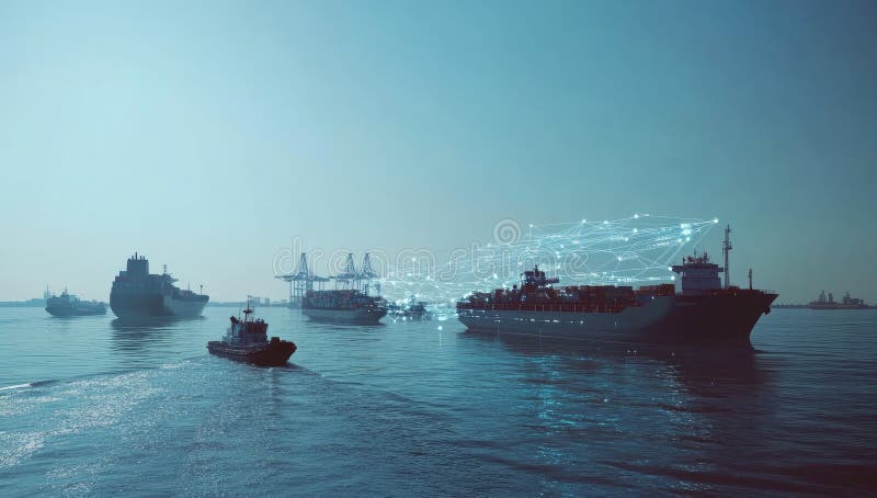 AI-Powered Smart Shipping stock illustration. Illustration of innovation - 386724923