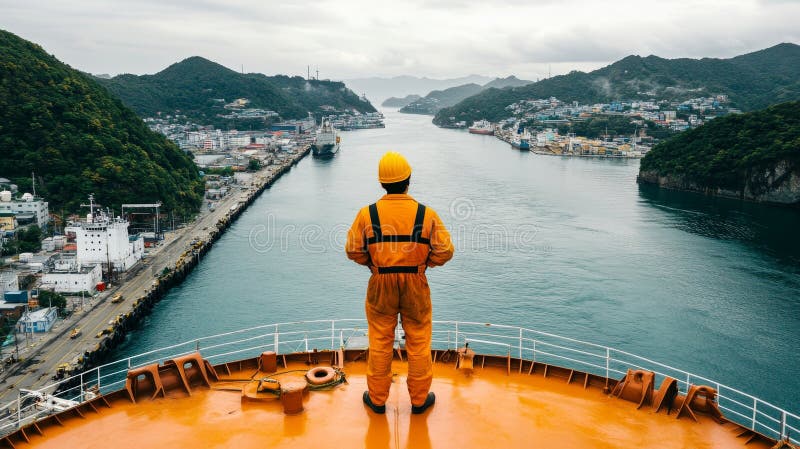 Maritime Worker Overseeing Cargo Operations, Ensuring Safe and ...