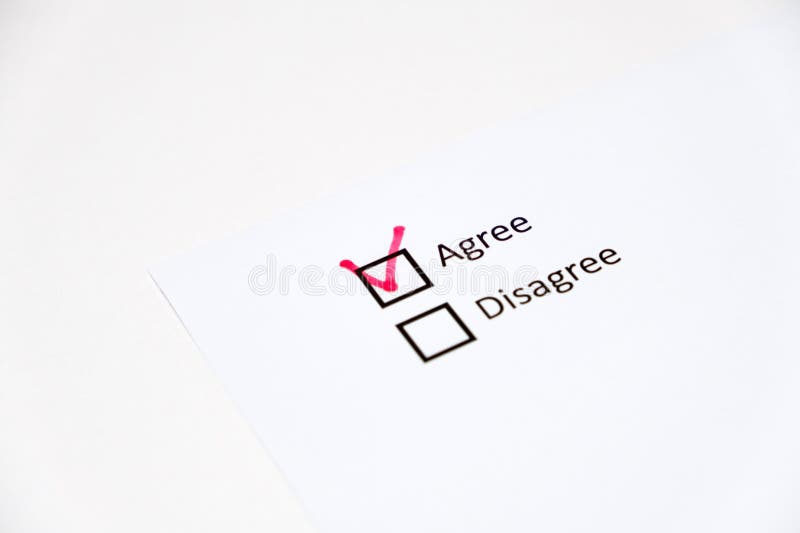 Mark Agree Checkbox with Red on Checklist on White Paper Stock Image ...