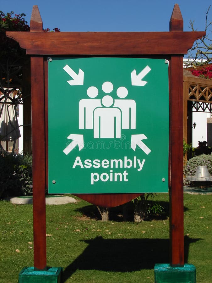 The Mark of the Assembly Point in the Hotel Stock Image - Image of ...