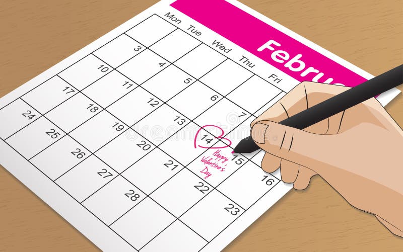 Mark on the Calendar at 14 Feb Stock Vector - Illustration of page ...