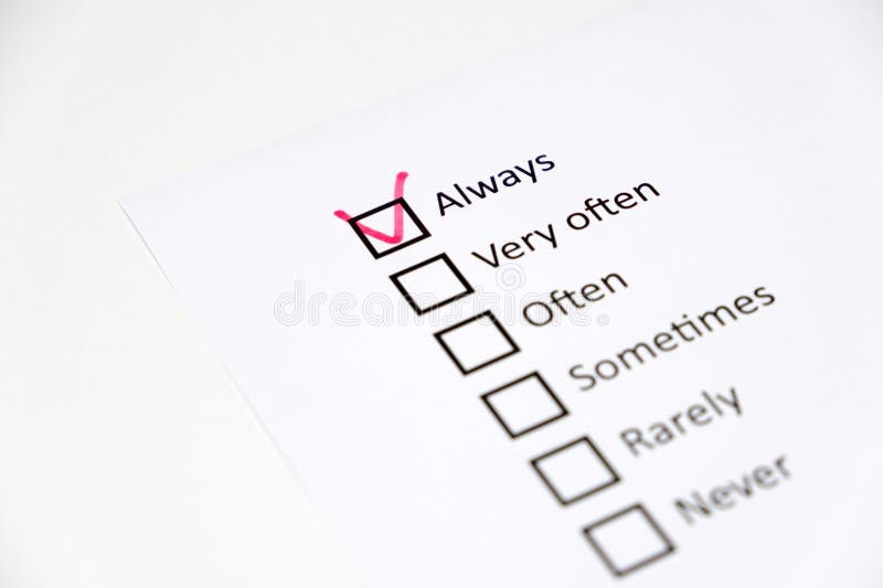 Mark always Checkbox with Red on Checklist on White Paper Stock Photo ...