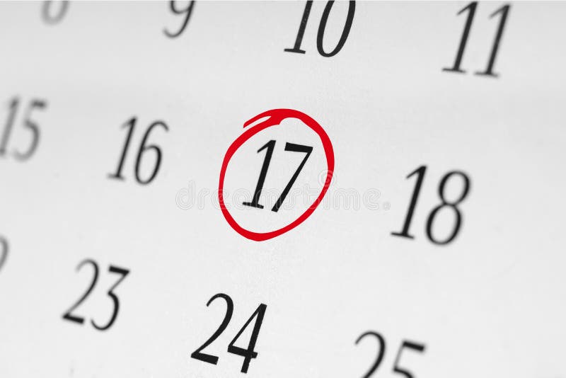 Mark the date number 17 stock image. Image of document - 88117313