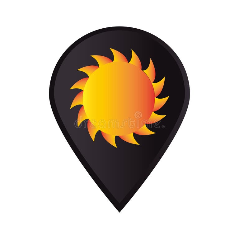 Mark Icon Pointer Gps with Sun Stock Vector - Illustration of ...