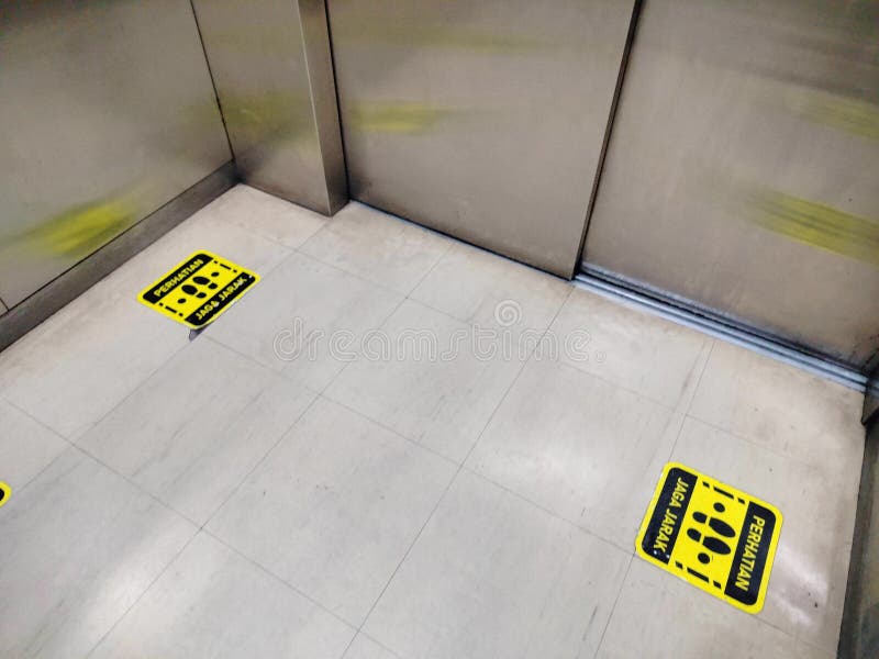 Mark the Inside of the Elevator To Maintain a Safe Distance Stock Photo ...
