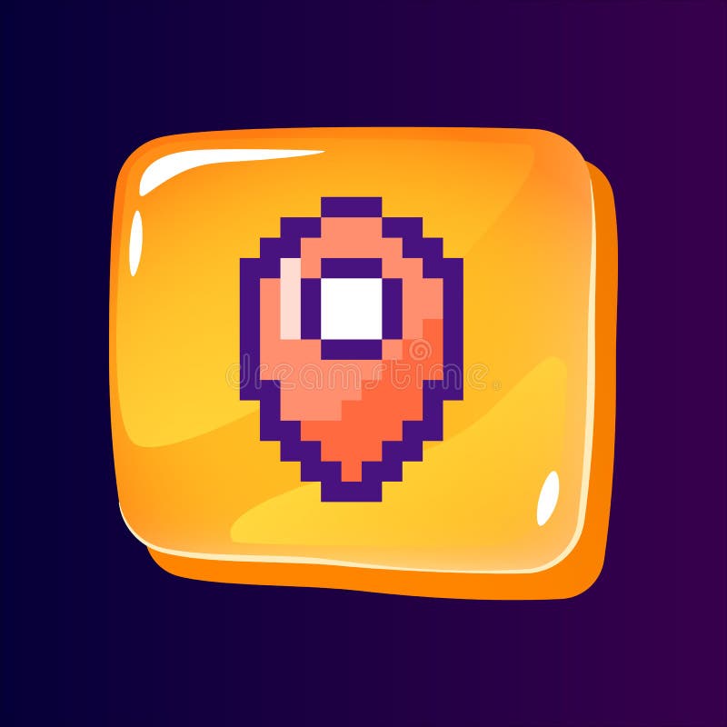 Mark on Map Glossy Ui Button with Pixelated Color Icon Stock Vector - Illustration of phone ...