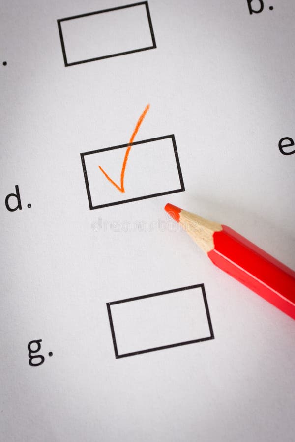 Mark, put a red pencil stock image. Image of text, mark - 26353633