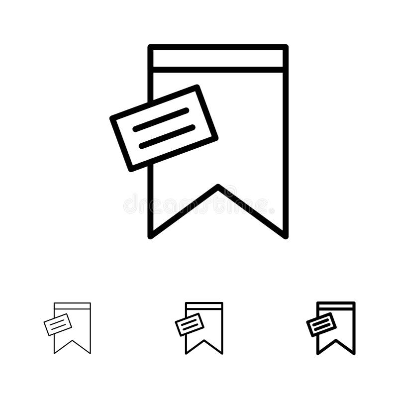 Mark, Tag, Sign, Text Bold and Thin Black Line Icon Set Stock Vector ...