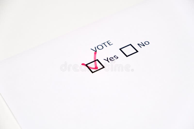 Mark Yes in Vote Checkbox with Red on Checklist on White Paper Stock ...